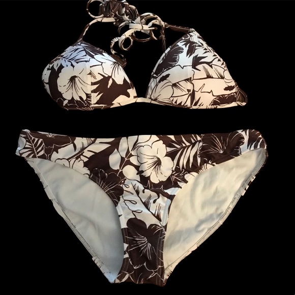 Lyrca | Swim | Lyrica Brownwhite Tropical Print String Bikini | Poshmark